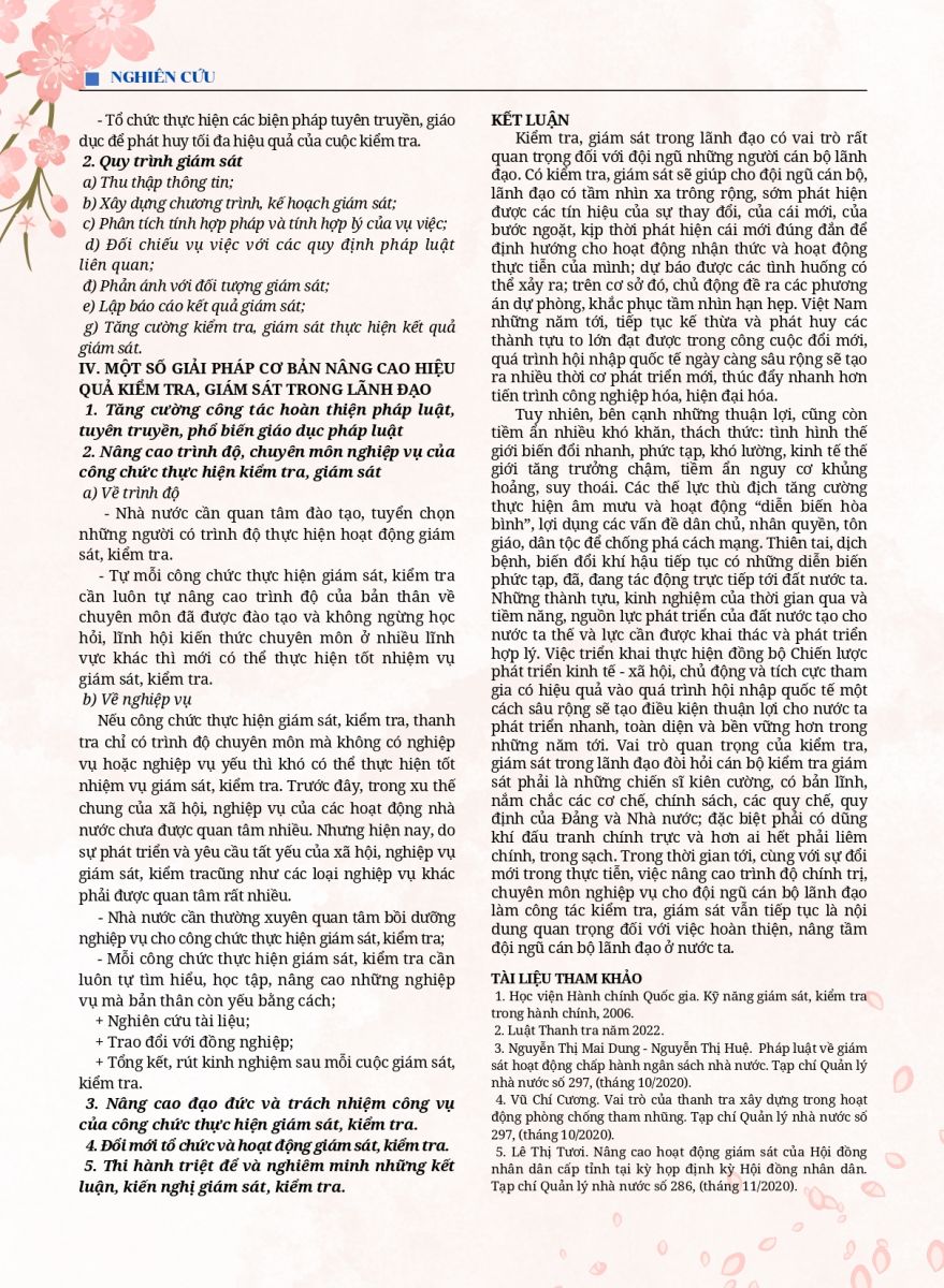Một số nguyên tắc và quy trình kiểm tra, giám sát trong lãnh đạo | Học viện chiến lược, bồi ...